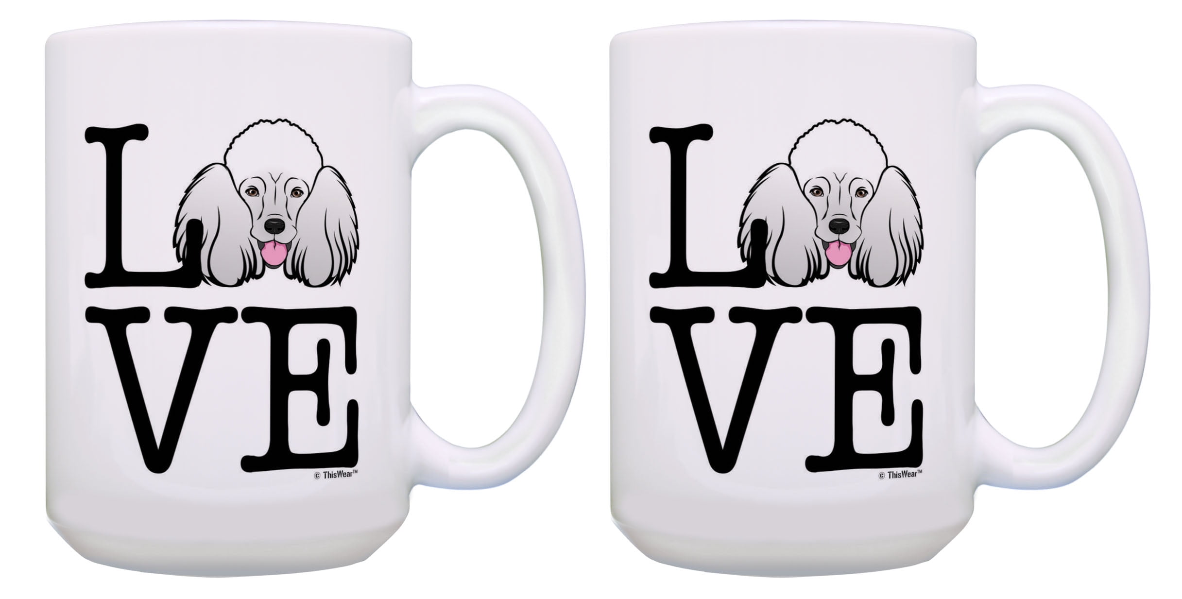 ThisWear Poodle Coffee Mug Set LOVE Poodle Themed Gifts Dog Cup 2 Pack ...