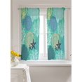 Aqua Gray Shell Coral Curtains 45 Inch Length,Sheer Curtains for ...
