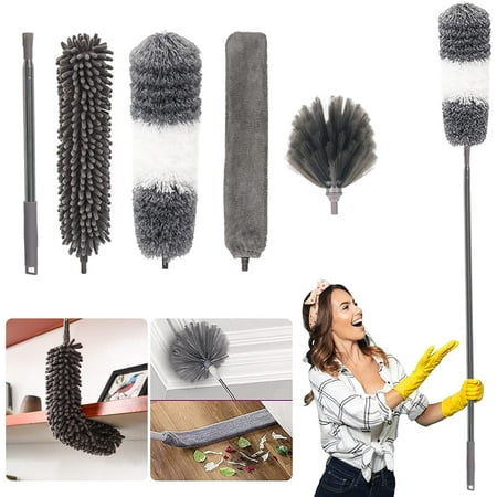 5 PCS Microfiber Duster Kit ,Extendable Long Duster with Telescoping ...