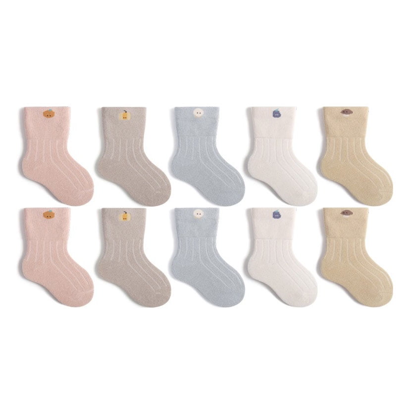 Xmarks Newborn Cotton Crew Socks 5 Pairs Unisex Baby Solid color Sock ...