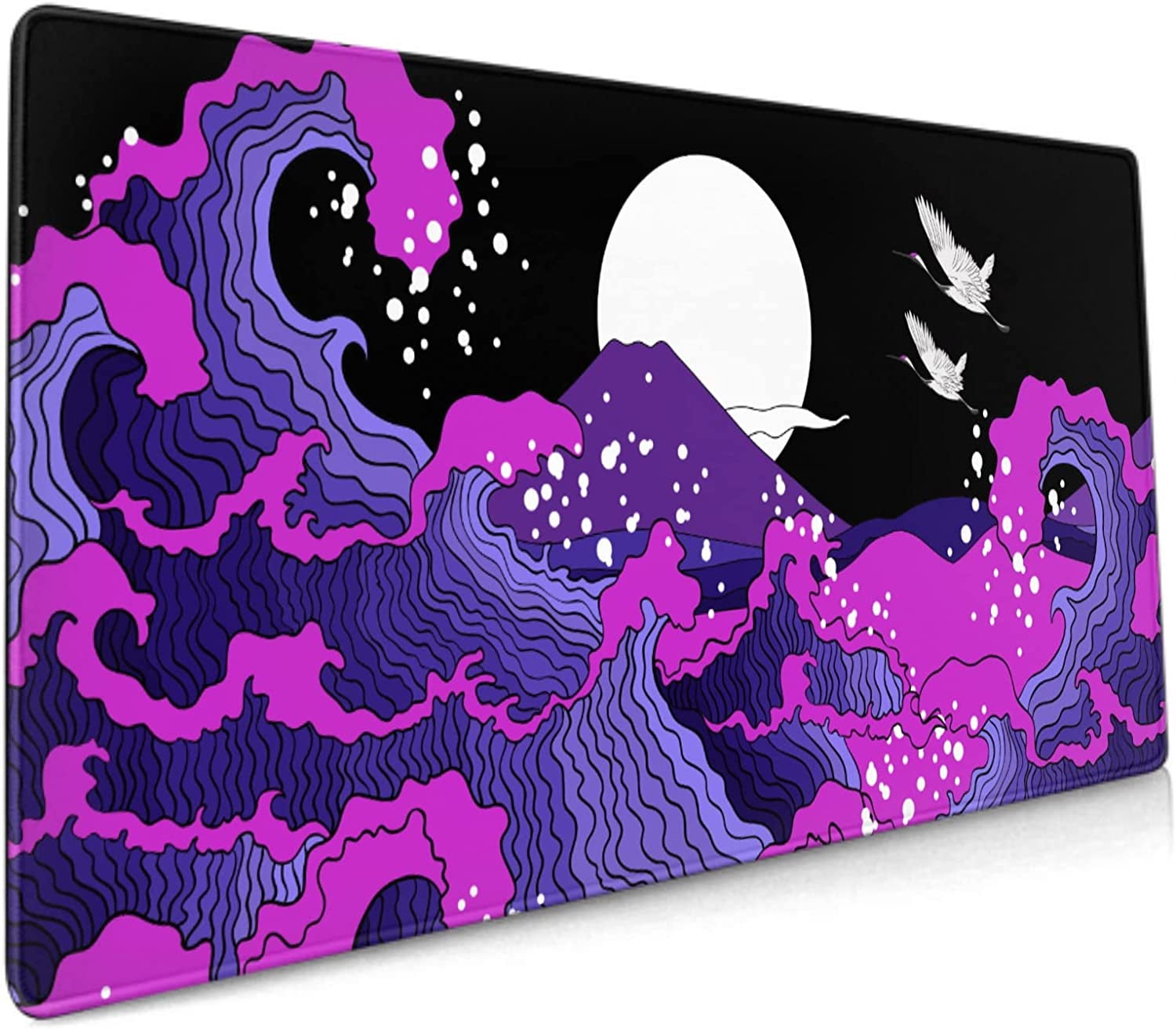 Japanese Balck Blue Purple Wave Gaming Mouse Pad 35.4 X 15.7 Inch XXL ...