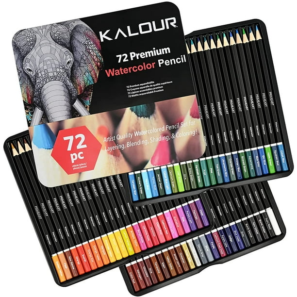 72 Water Soluble Colored Pencils in Metal Box Soft Water-based Core ...