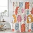 Abstract Face Painting Shower Curtain, Boho Pink Portraits Minimalist ...