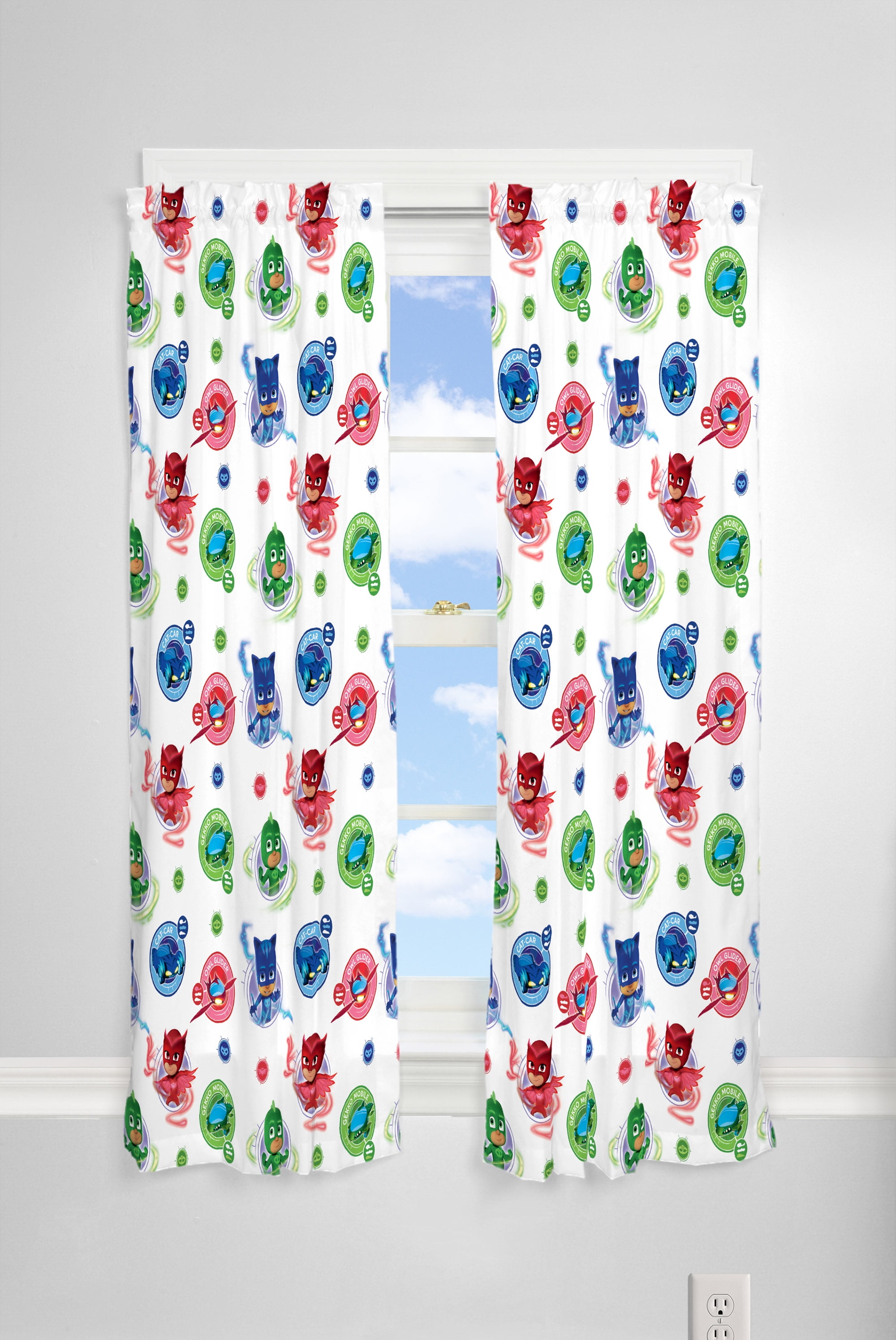 PJ Masks Kids Bedroom Window Curtains, 2 Panel Set, Microfiber, 63 ...