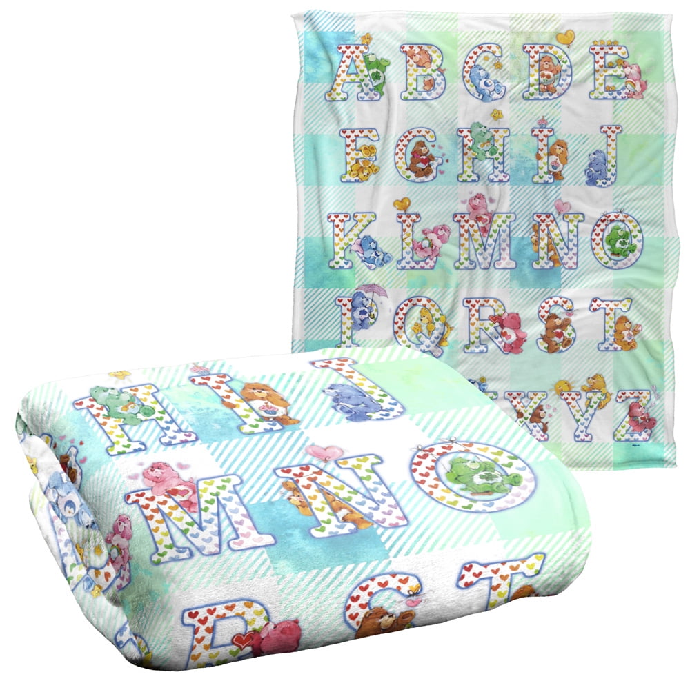 Care Bears Blanket, 50' x 60' Checkered Alphabet Silky Touch Super Soft ...