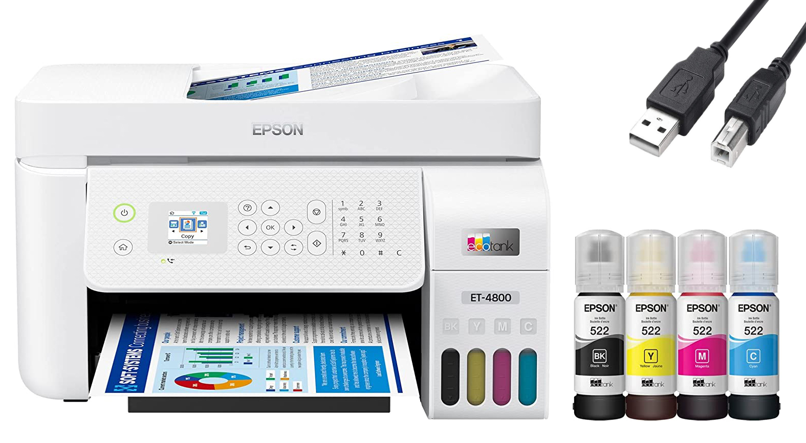 Epson ET-48 Series All-in-One Wireless Color Inkjet Printer, Scanner ...