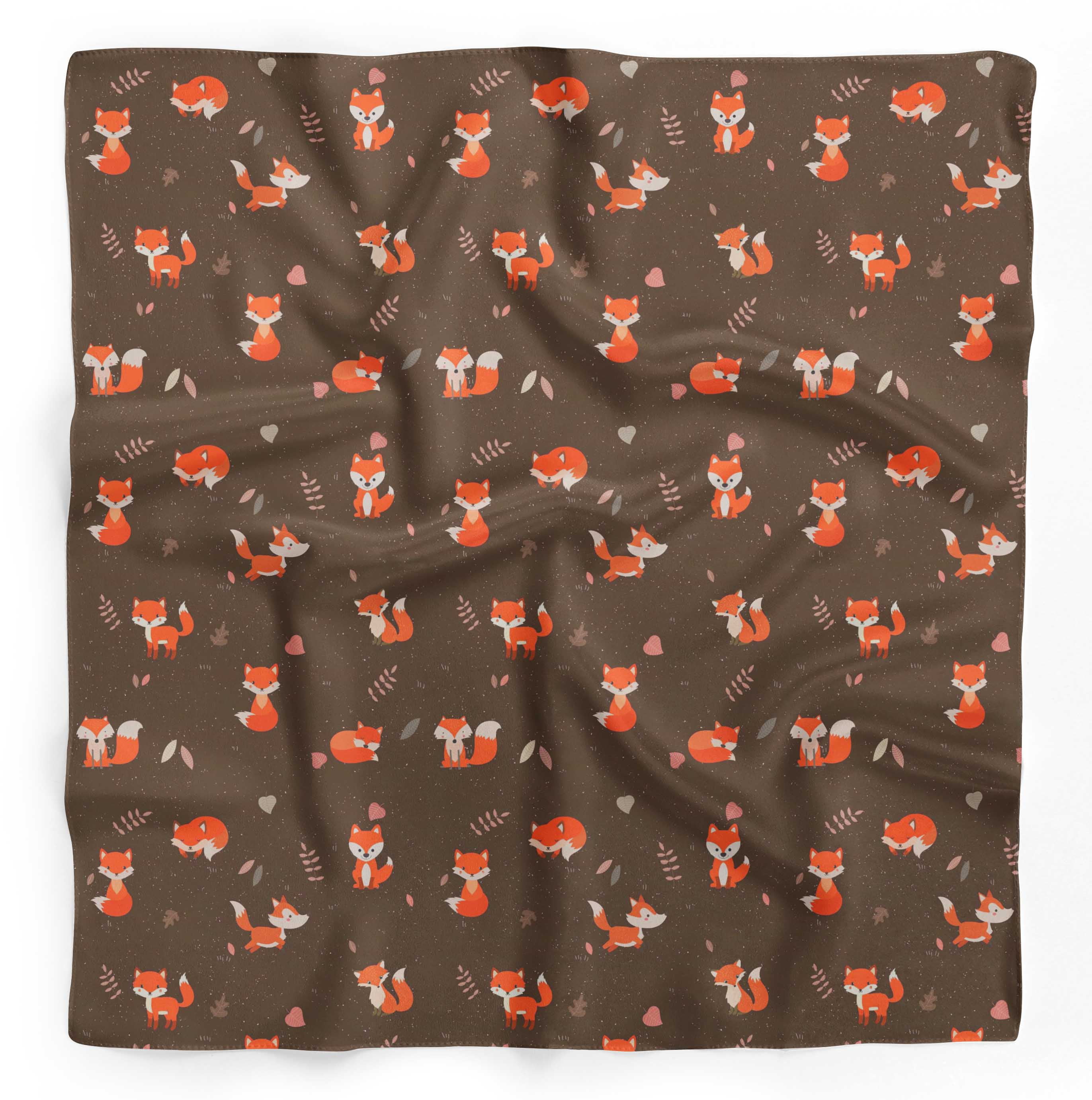 Bimba Brown Fox & Leaves Kids Pure Silk Printed Head Bandanas Summer ...