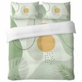 Mid Century Boho Sun Green Stripe Queen Size Bed Set,Abstract Geometric ...