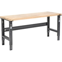 Adjustable Height Workbench, Maple Butcher Block Square Edge, 72"W x 30 ...