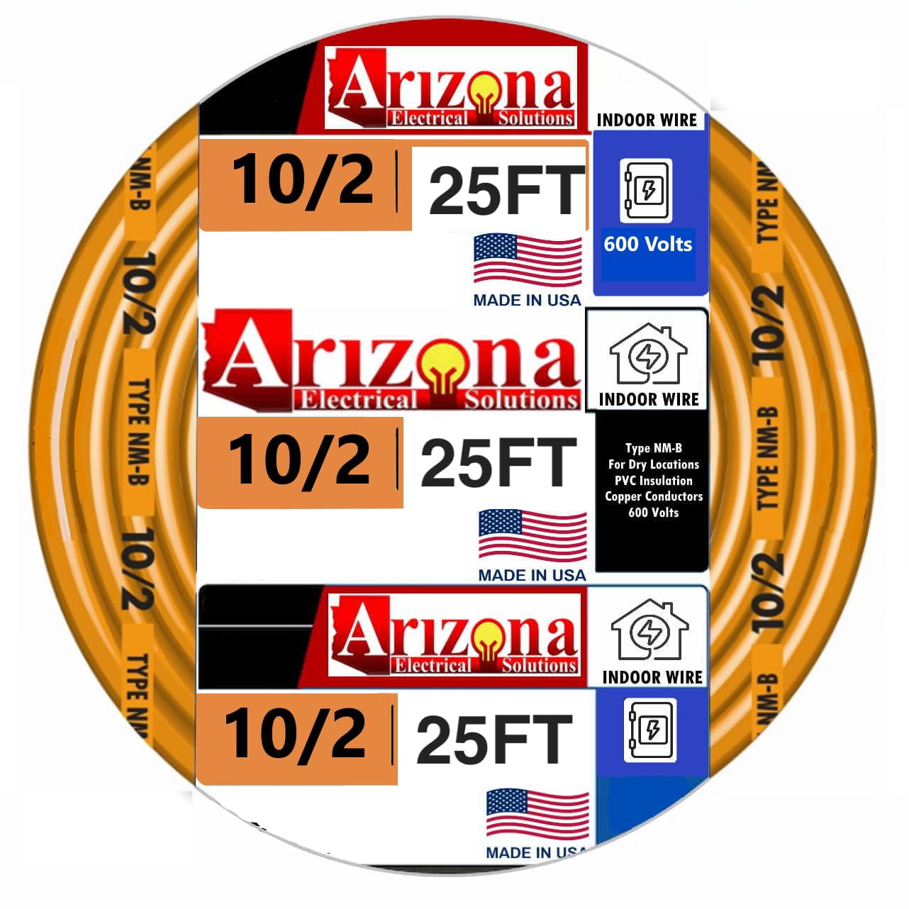 Cable eléctrico ARIZONA ELECTRICAL SOLUTIONS 25 pies 10/2 NM-B | Bodega ...
