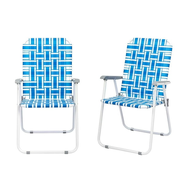 2 Piece Lightweight Webbing Beach Chair, Folding Beach Chairs with Back ...