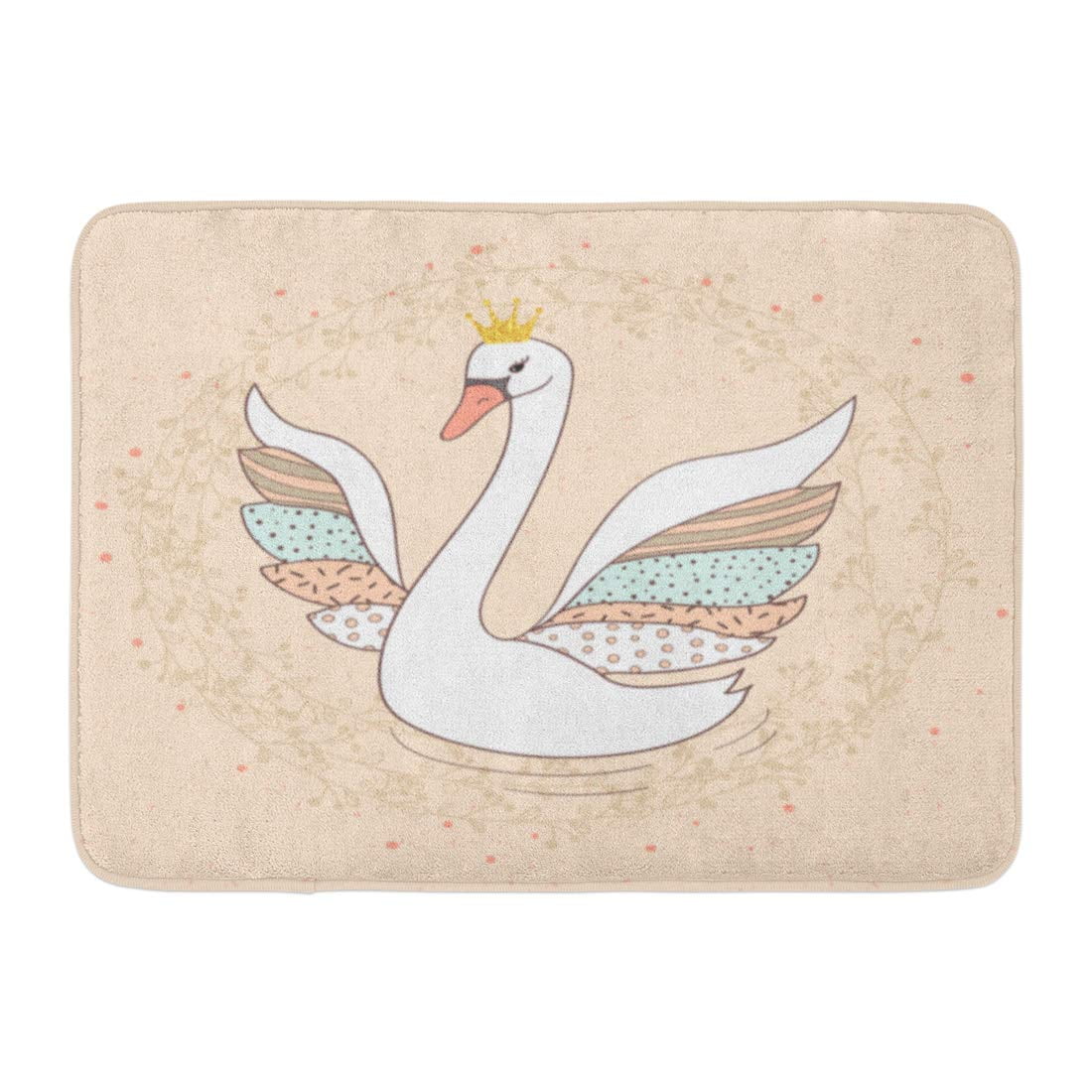 SIDONKU Pink Drawn Princess Swan Doodle Hand Crown Baby Bird Doormat ...