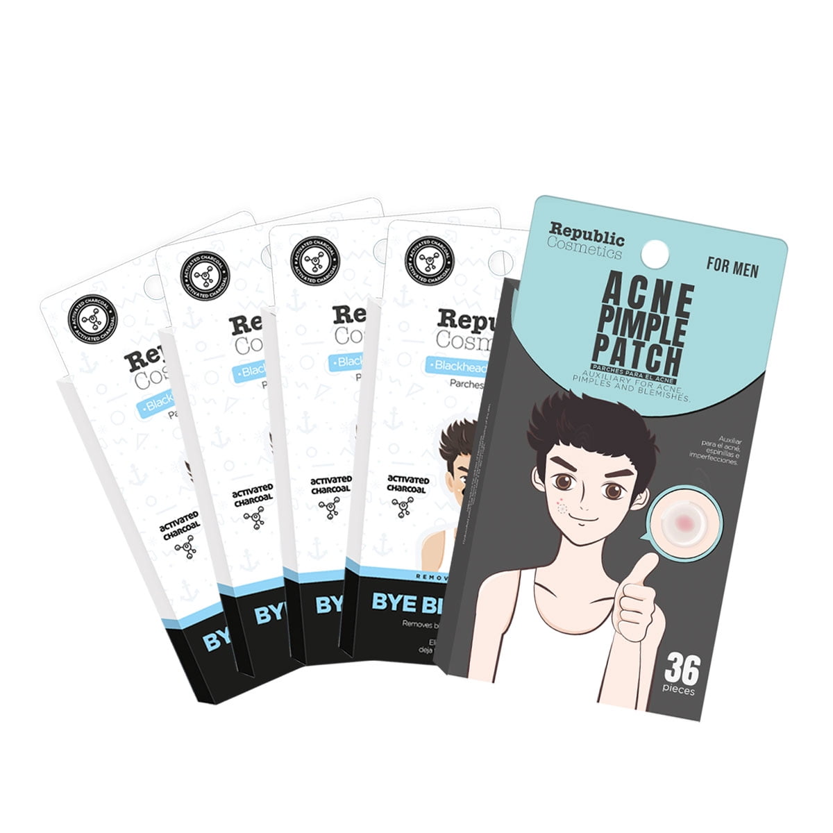 Republic Cosmetics - Set Anti acné hombre con 36 pzs pimple patch + 24 ...