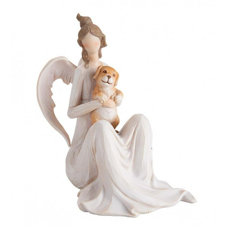 Angel Holding Dog Statue