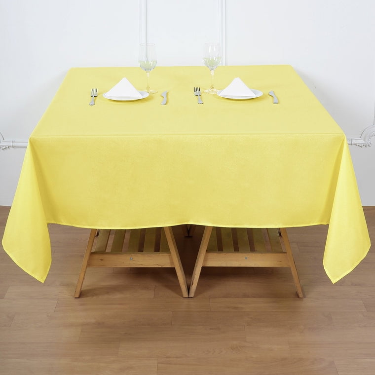 Efavormart 70" Yellow Square Polyester Tablecloth for Dining Table ...