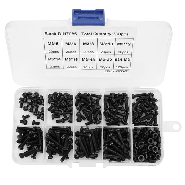 Kit surtido de 300 tornillos y tuercas de cabeza plana de acero al ...