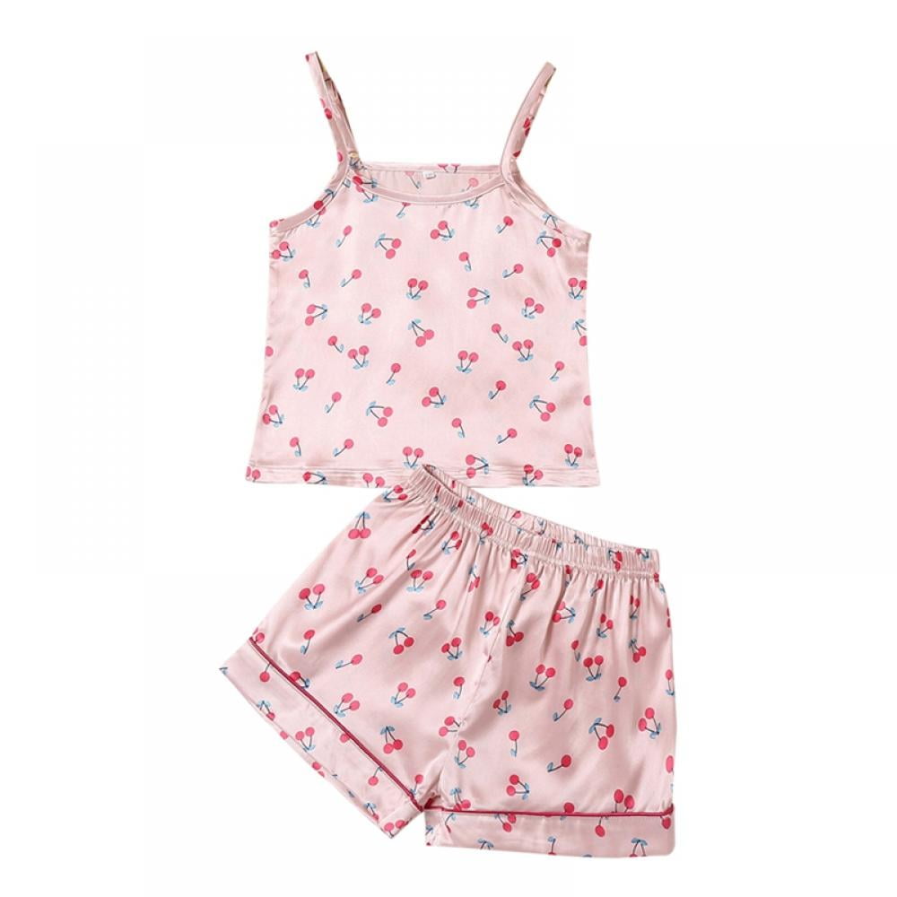 SILVERCELL Pajamas for Girl Silk Sleepwear Soft Satin Cami Shorts Set ...