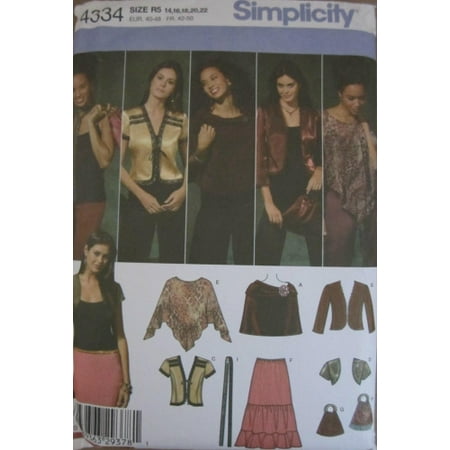 Simplicity 4334 Misses' Skirt Jacket Shrug Poncho Sewing Pattern - Size ...
