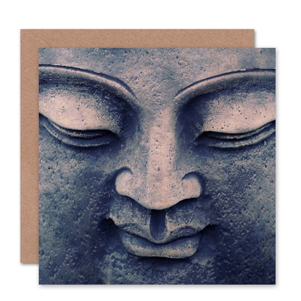 Birthday Statue Buddha Head Face Greetings Card Plus Envelope Blank ...