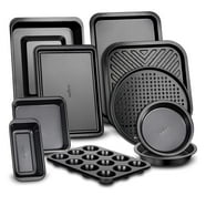 Farberware 10-Piece Nonstick Bakeware Set with Cooling Rack, Grey ...