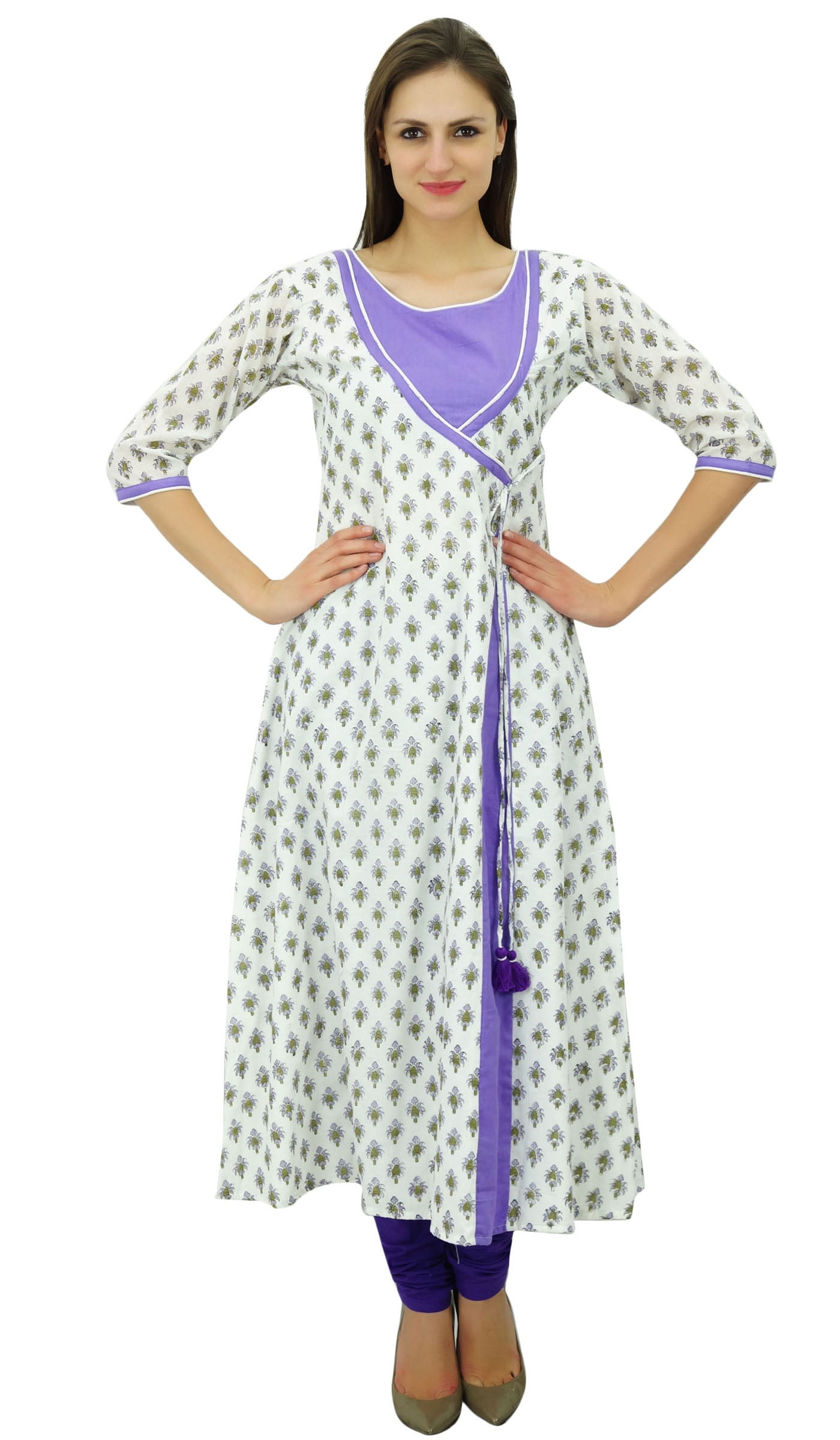 Bimba Kurti Angrakha Style Cotton Ladies Long Kurta Indian Ethnic ...