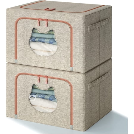3 Pack Clothes Storage Bins - Foldable Metal Frame Storage Box ...