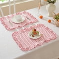 AOOOWER Decorative Gingham Table Mat Washable Placemat with Ruffle ...
