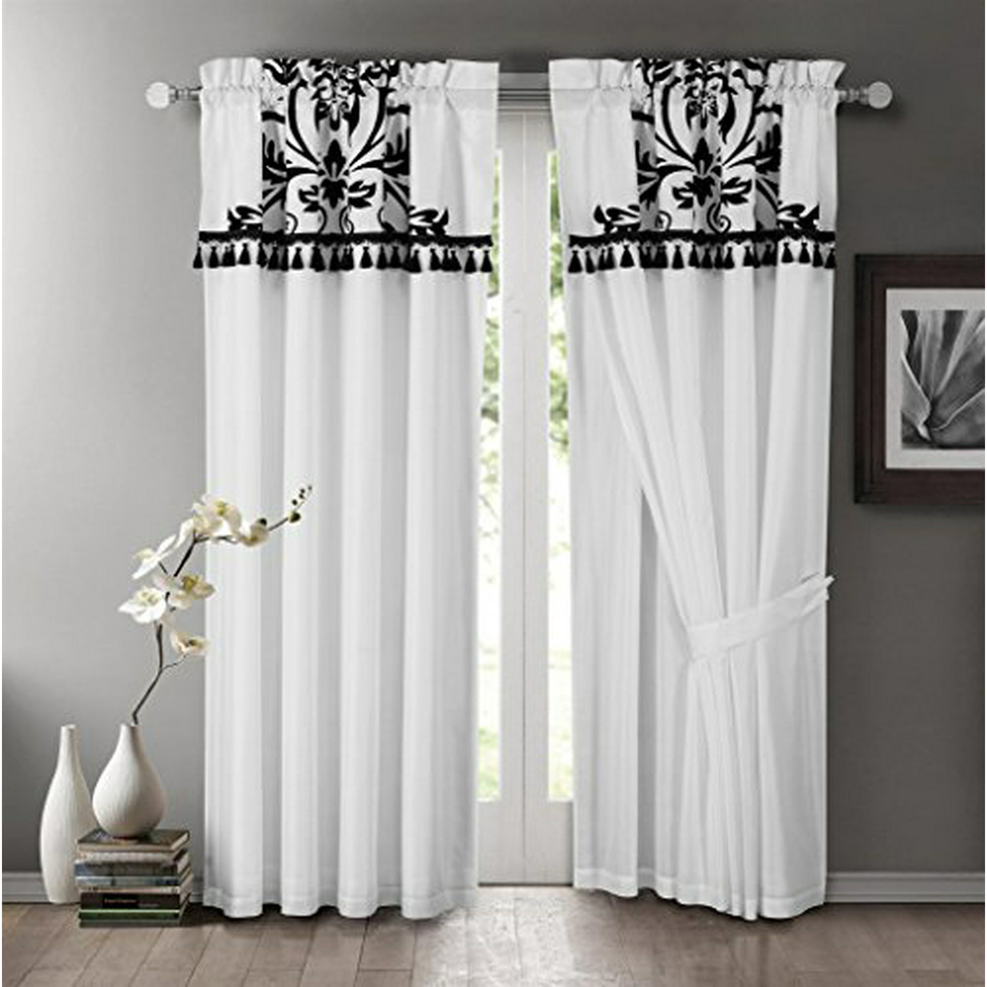 Click here for Chezmoi Collection 2 Panel Black And White Floral... prices