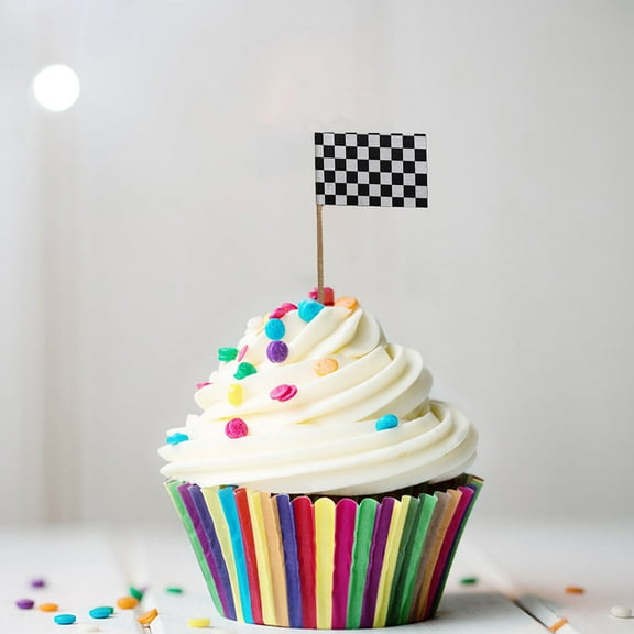 48pcs Racing Flag Toothpick Appetizers Picks Cupcake Toppers Race Car ...