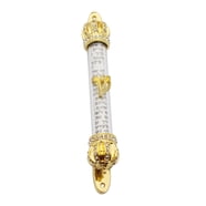 Judaica Mezuzah & Scroll Wood with Stones Pewter Shin Dalet Yud with ...