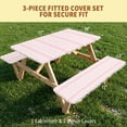 Blush Pink White Stripes Picnic Table Cover with Bench Covers Lines ...