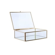 DecMode Floral Handmade White Mango Wood Decorative Box with Hinged Lid ...