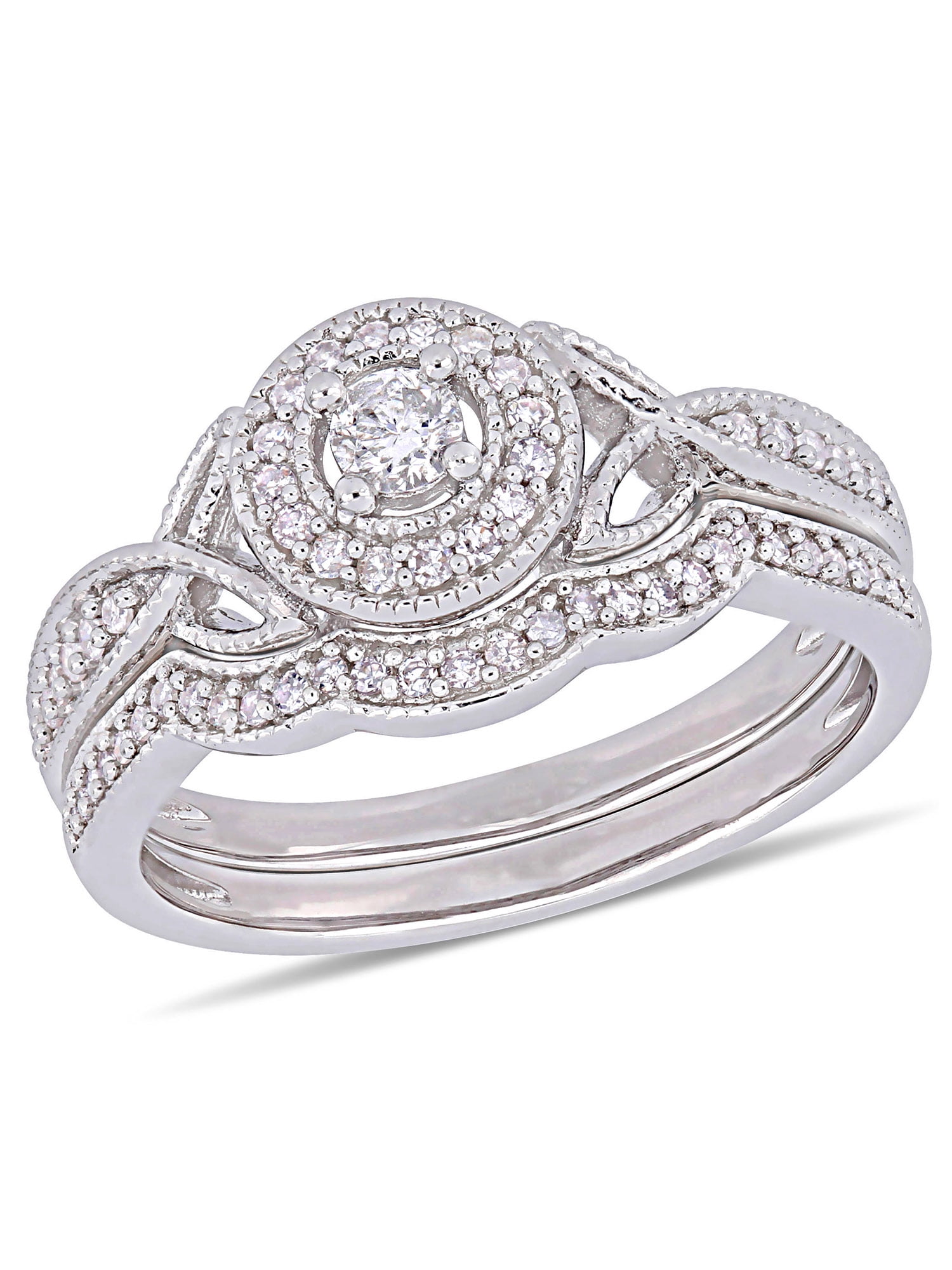 1/3 Carat T.W. Diamond Sterling Silver Filigree Bridal Set - Walmart.com