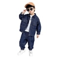 Boys Shorts Sets Solid Color Denim Short Sleeve Button Down Shirt and ...