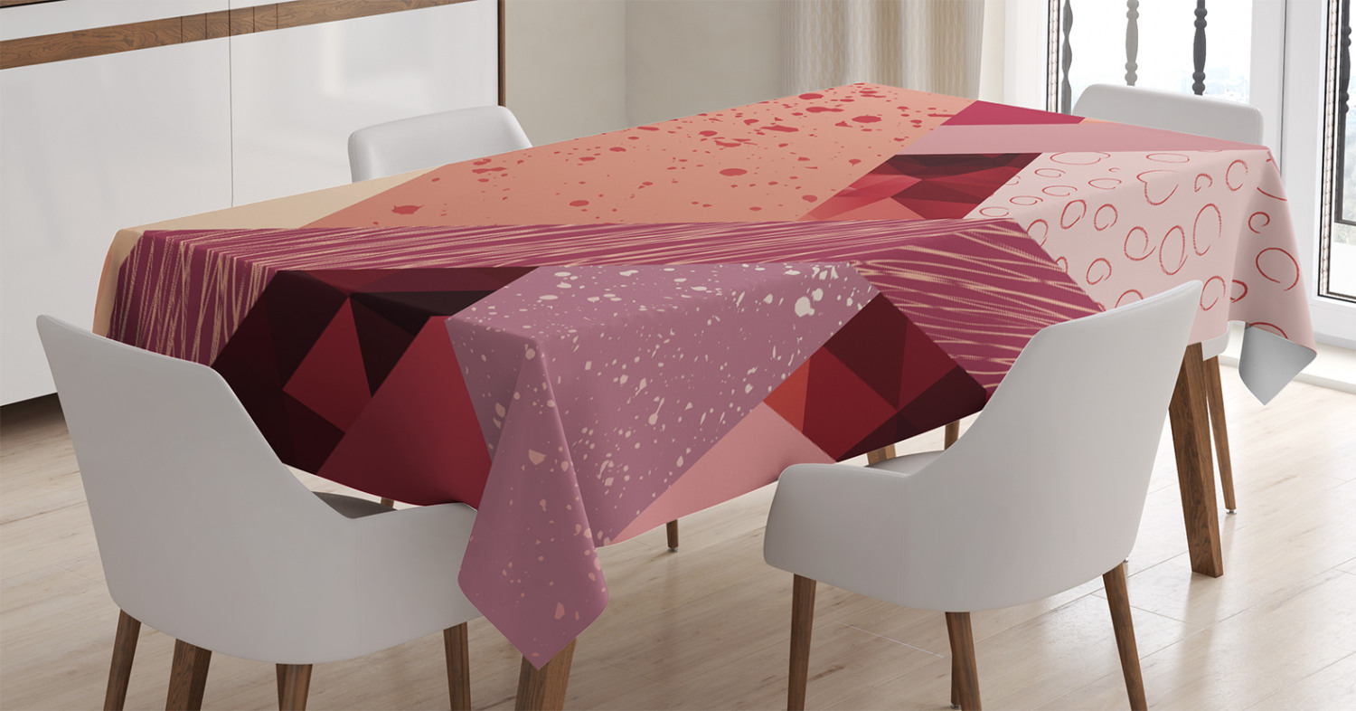 Abstract Tablecloth, Abstract Art Style Geometric Theme Modern and ...