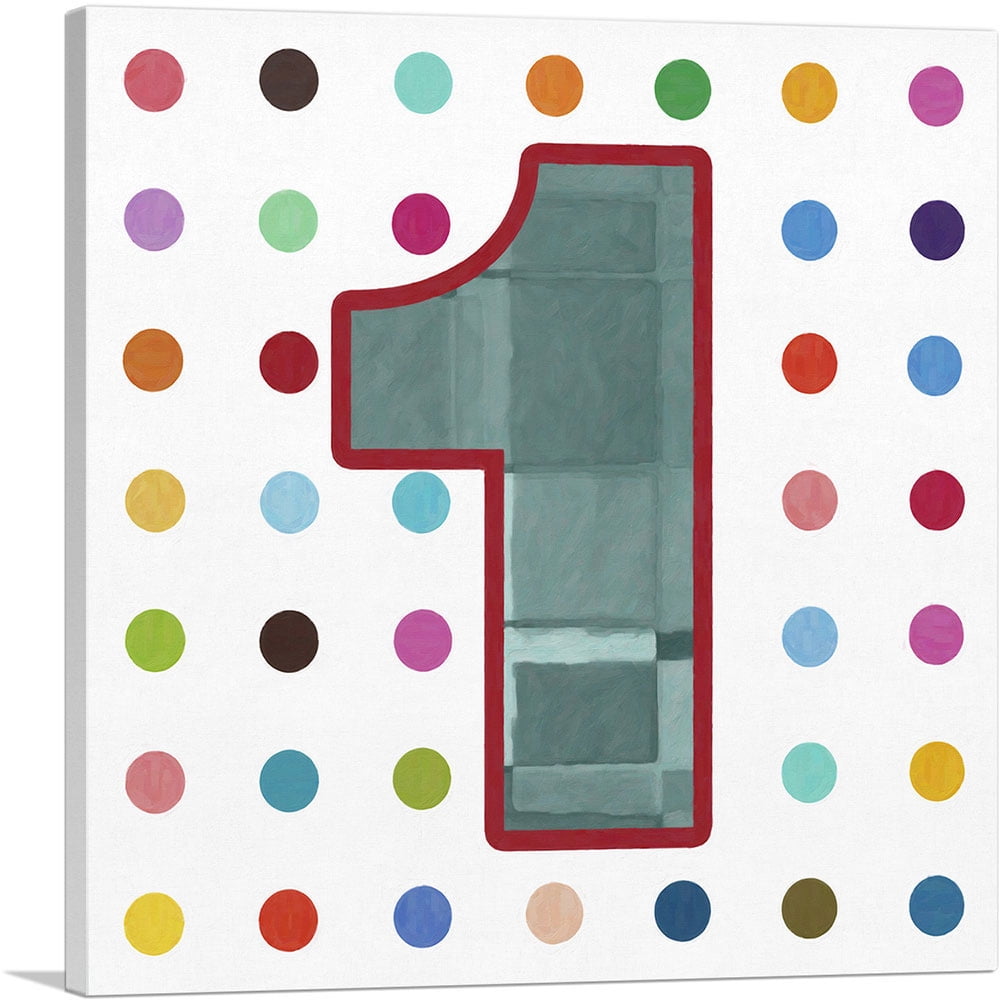 ARTCANVAS Fun Polka Dots Number 1 One Numeral Canvas Art Print - Size ...
