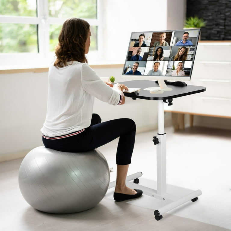 Over Bed Table With Wheels Angle Height Adjustable Rolling Laptop