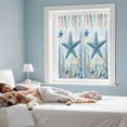 Blue Starfish Window Privacy Film, Nautical Coastal Shell Bubble Wood ...