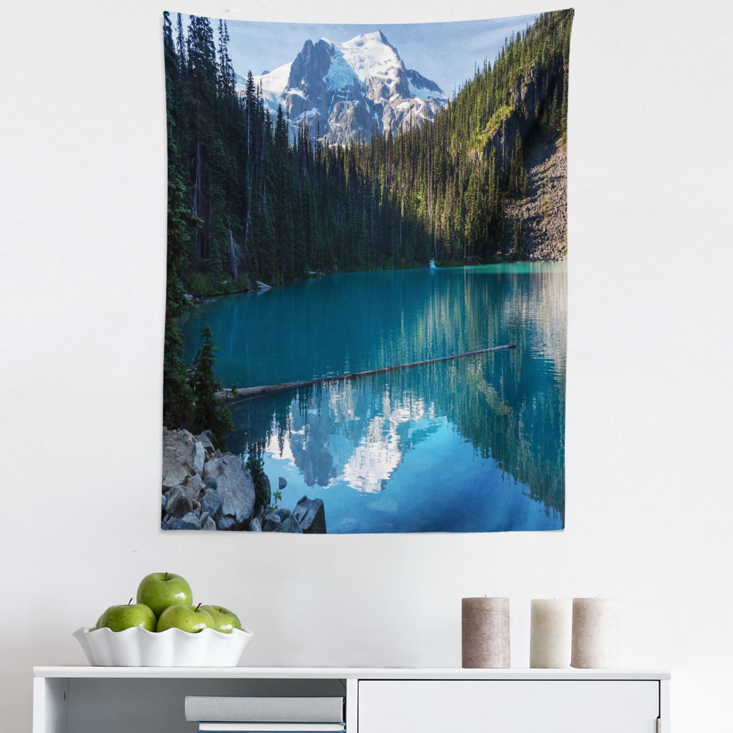 Winter Tapestry, Lake in Northern Canada with Slim Trees and Snowy ...