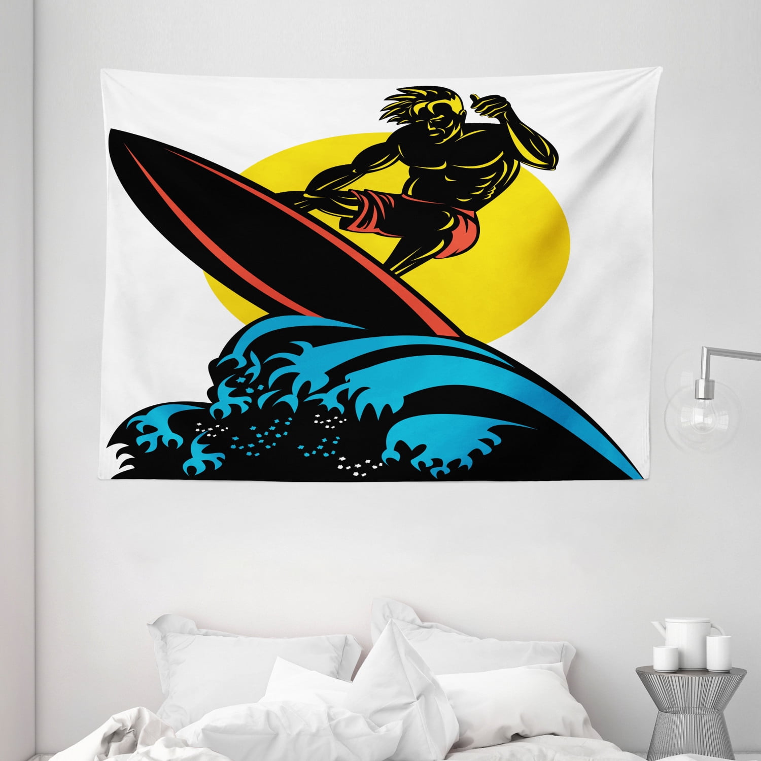 Ride The Wave Tapestry, Dude Surfing the Big Waves in Ocean Exotic ...