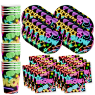 Glow Neon Party Supplies - Birthday Banner, Plates, Napkins, Cup ...