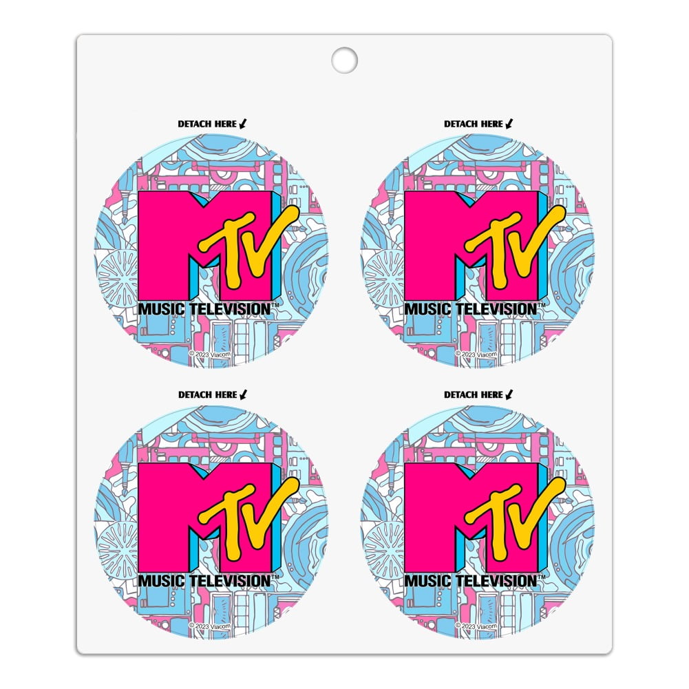 MTV Techno Neon Logo Refrigerator Fridge Locker Vinyl Circle Magnet Set ...