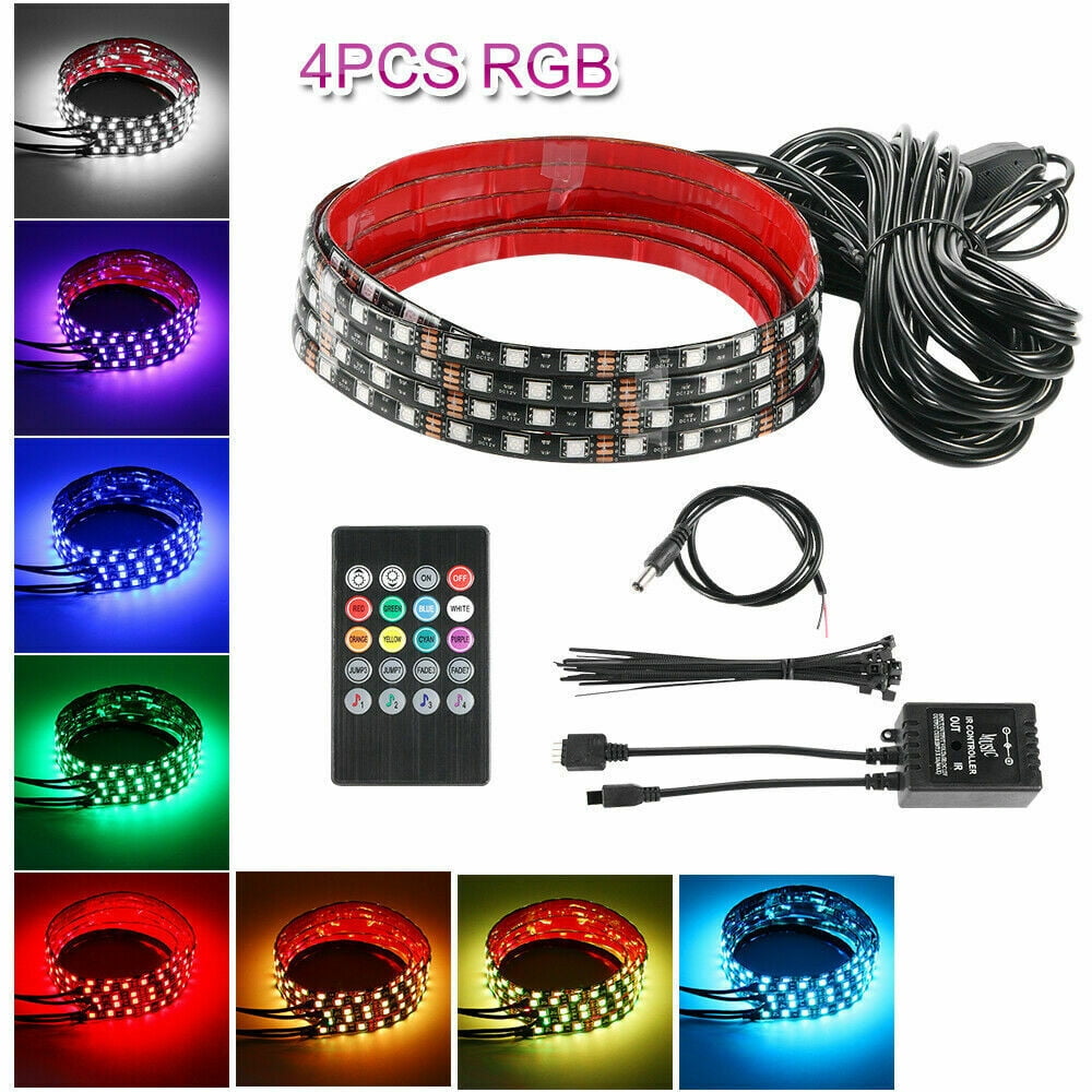 Onemayship 4 PCS RGB 48 LED Strip Neon Light Kit Under Car Tube ...