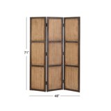 DecMode 48" x 71" Brown Wood Hinged Foldable Partition 3 Panel Room ...