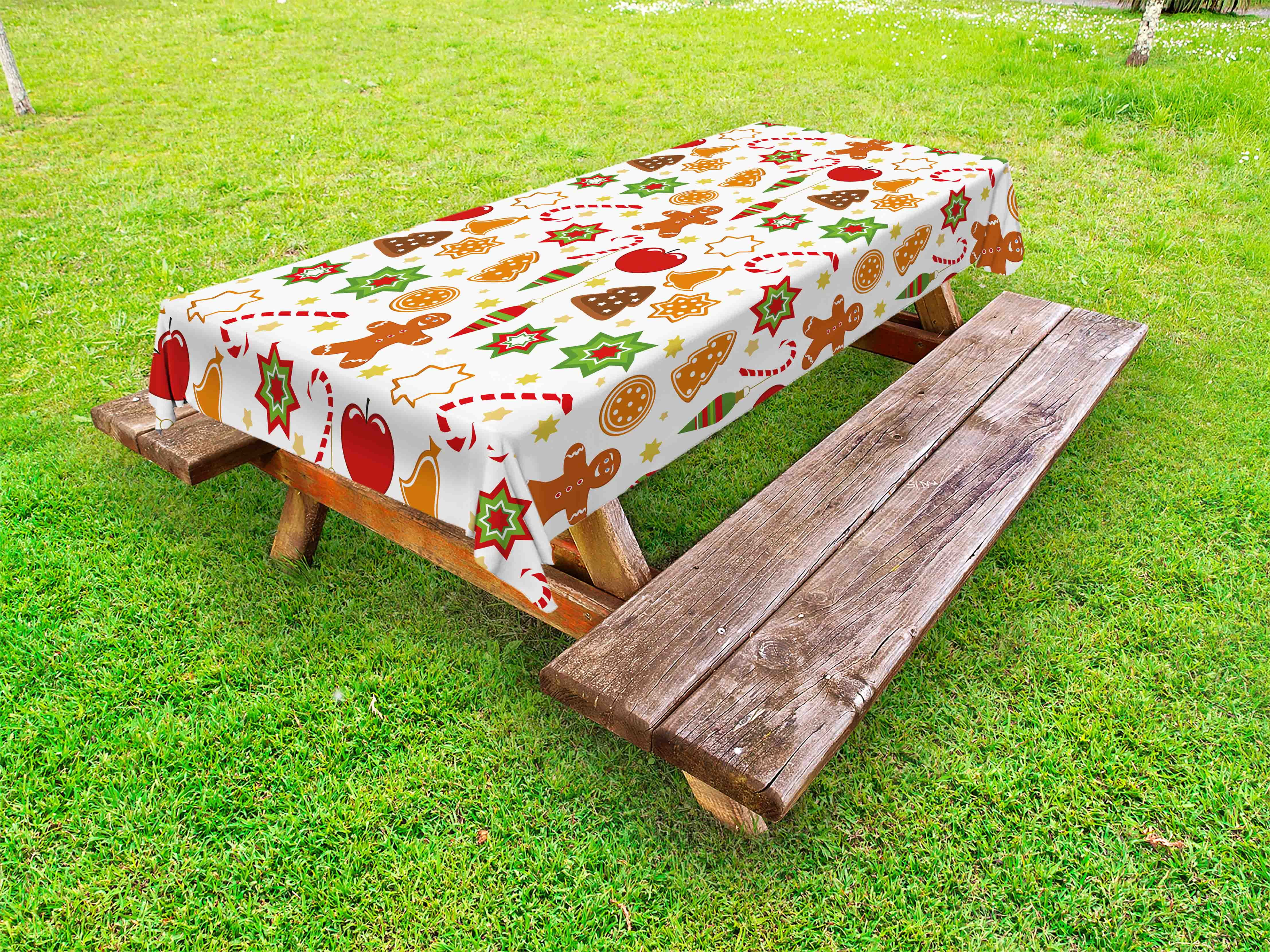 Gingerbread Man Outdoor Tablecloth, Festive Christmas Icons Graphic ...