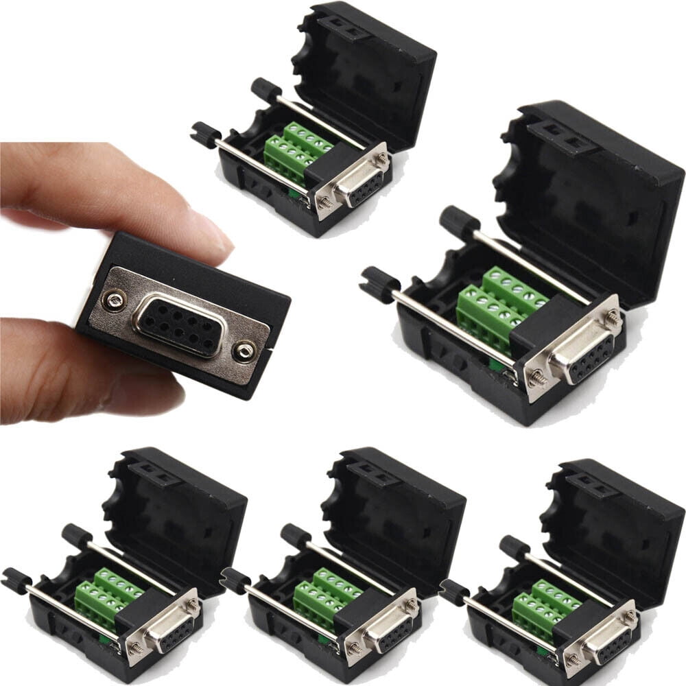 D-SUB DB9 Female 9Pin Black Cover Screw Type Breakout Terminals ...