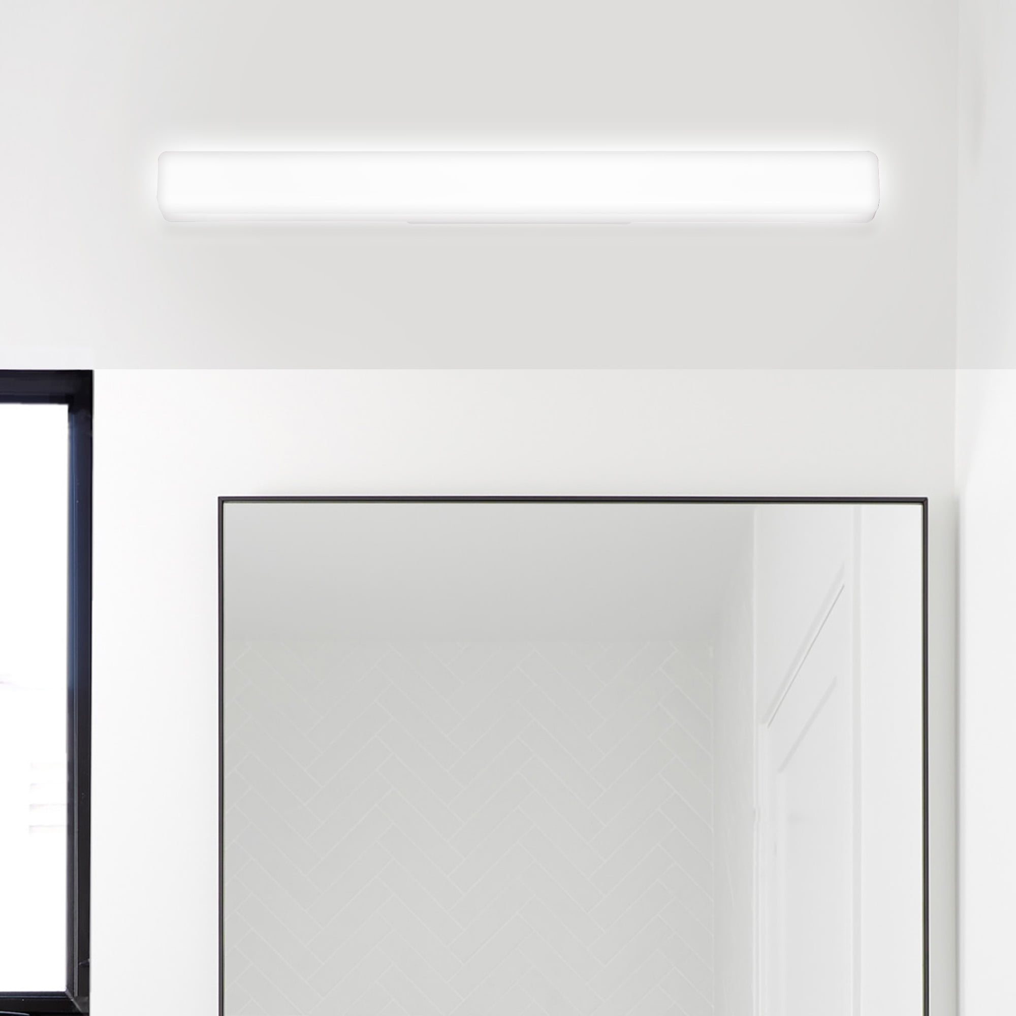 Briignite White Bathroom Vanity Light Brushed Nickel Rectangle Led 24 ...