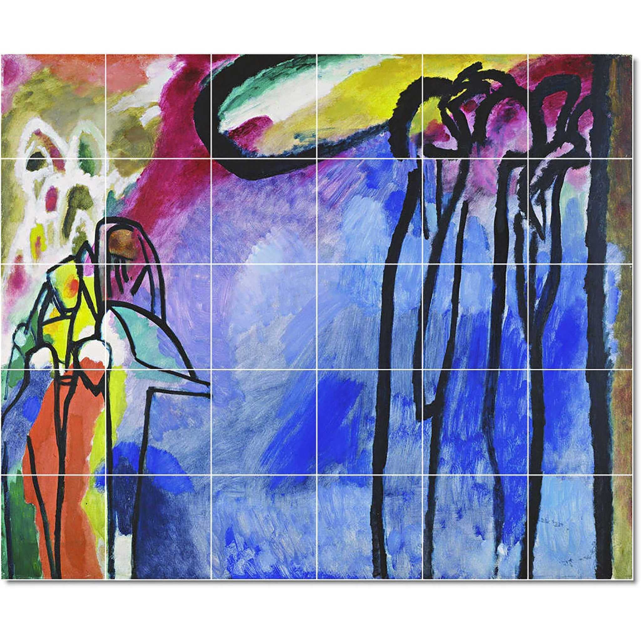 Ceramic Tile Mural-Wassily Kandinsky Abstract Tile Mural Modern Remodel ...