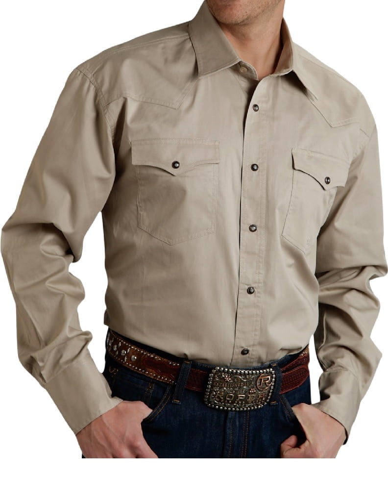 Roper Western Shirt Mens L/S Snap Solid Parchment 03-001-0265-1126 TA ...