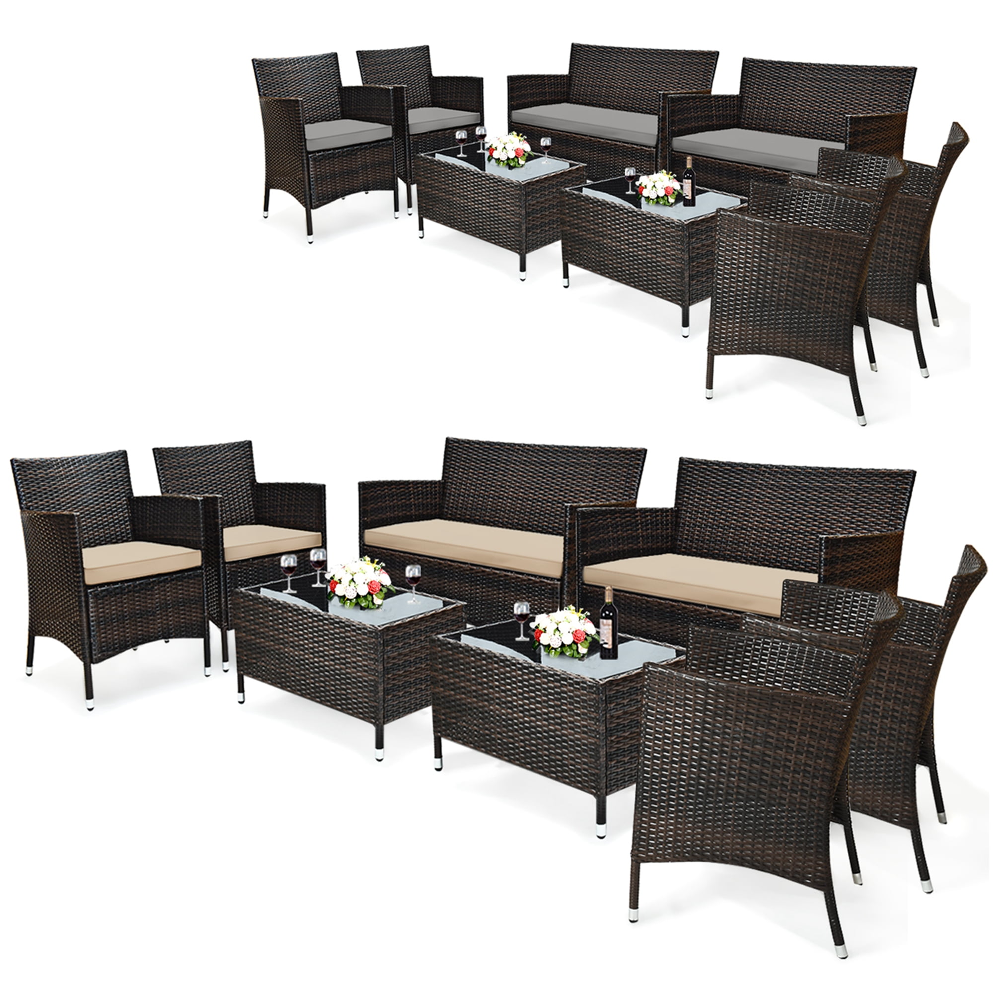Click here for Costway 8pcs Patio Wicker Furniture Set Sofa Chair... prices